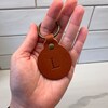 Custom Leather Circle Keychain. Monogrammed Personalized Full Grain ...