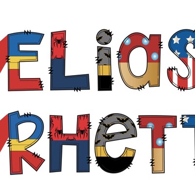 Superhero Doodle Alphabet Bundle, Superhero PNG Letters, Numbers ...