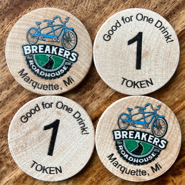 1.5" Personalized Wood Coins | Custom Printed Wooden Nickels | Wood ...