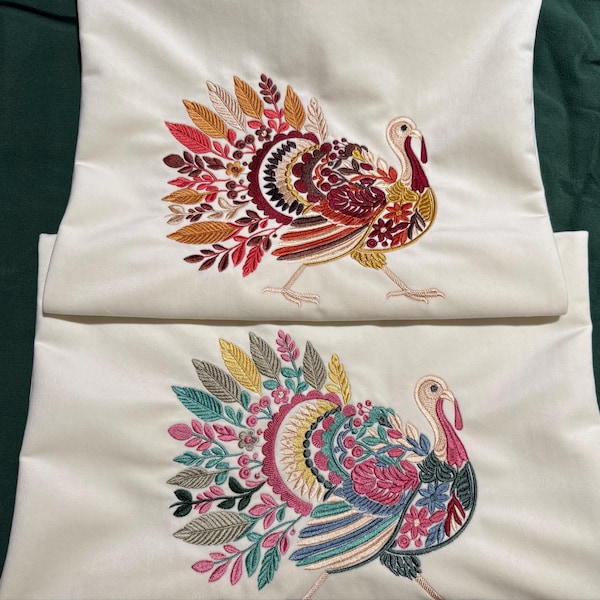 Floral Turkey Embroidery Design, Machine Embroidery Thanksgiving Turkey ...