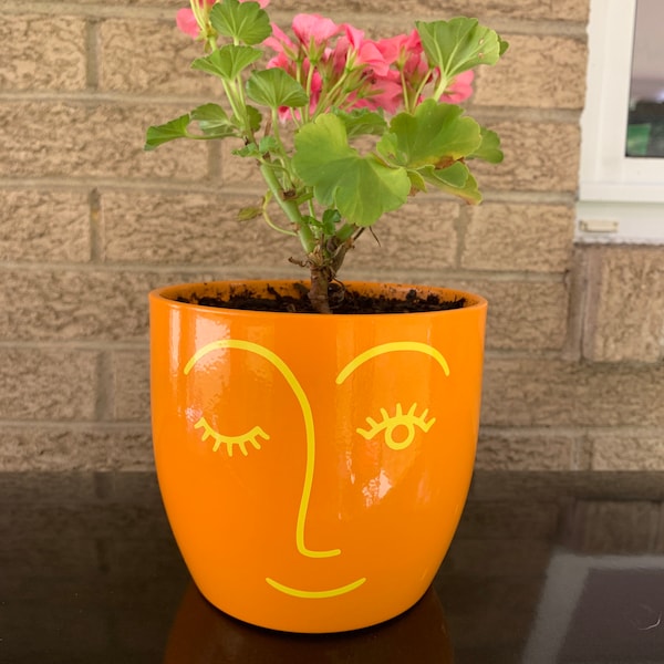 Face Decal for Flower Pot - Vinyl Decal - Flower Pot Sticker ...