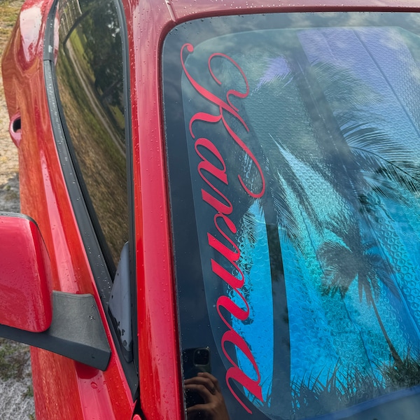 CUSTOM TEXT Script VERTICAL Windshield Vinyl Side Decal Sticker Car ...
