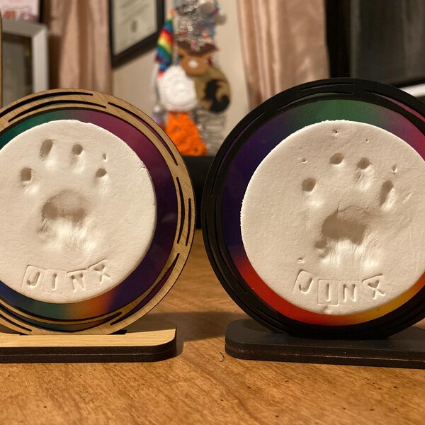 Clay Paw Print Holder, Memorial Pet Gift, Rainbow Bridge Frame, Pet ...