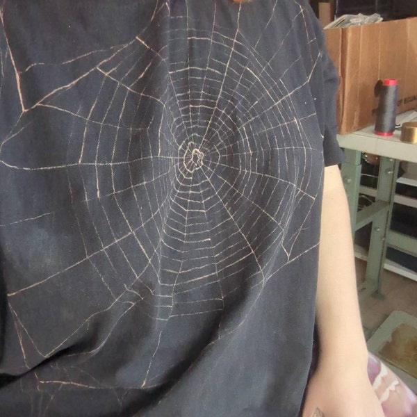 Spiderweb Handpainted W/ Bleach on a Black T-shirt, Spider Web Shirt ...
