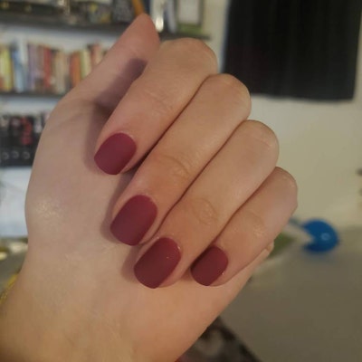 Wine Red, Matte Press on Nails Short, Square Nails Romantic Fall Color ...