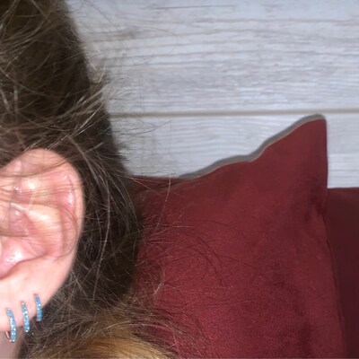 Turquoise Hoop Earring Sterling Silver Earring Dainty Hoop Huggie Hoop ...