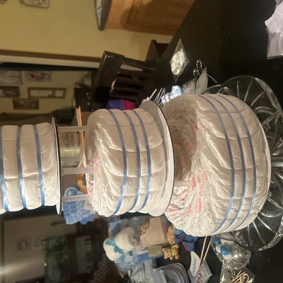 Diaper Cake Blue Hot Air Balloon With Fillable Basket 15 Size 2 Diapers ...
