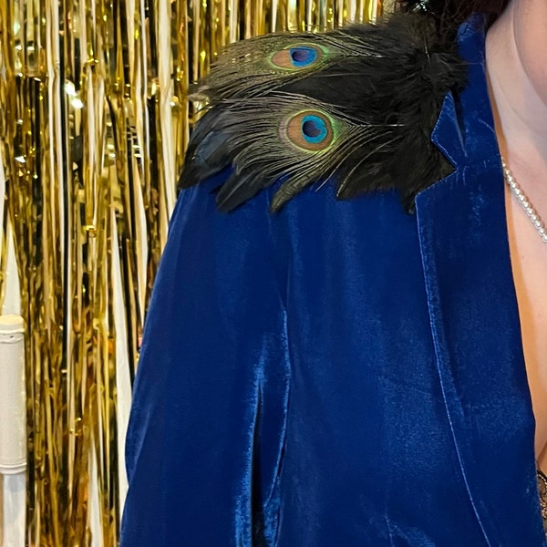 Blue and Black Feather Epaulette Shoulder Pads - Etsy