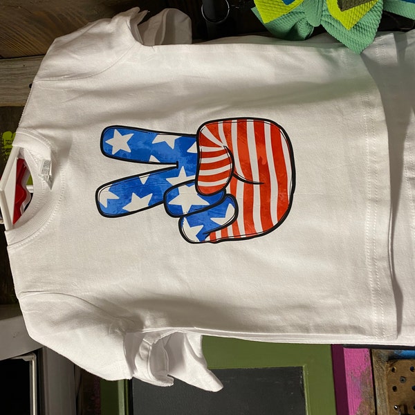 Patriotic Peace Hand Sign PNG Sublimation Design | American Flag ...