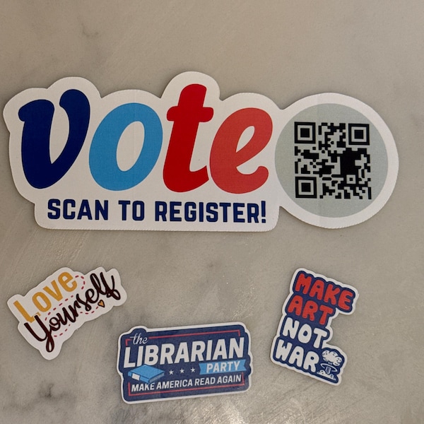 QR Code Vote Sticker for Car, 5.25" Vote Bumper Sticker, Register to ...