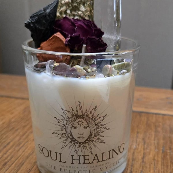 Soul Healing Intention Candle Packed With Crystals, Herbs and Flowers ...