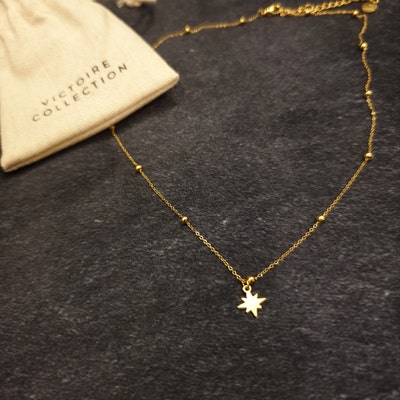 Collier fin pendentif pierre onyx noire / Collier femme minimaliste ...