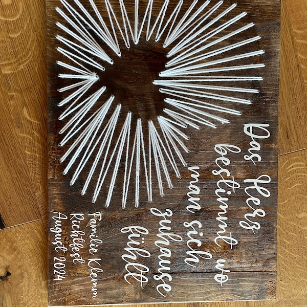 Hochzeitsgeschenk Holz Fadenbild Nagelbild Herz personalisiert - Etsy.de