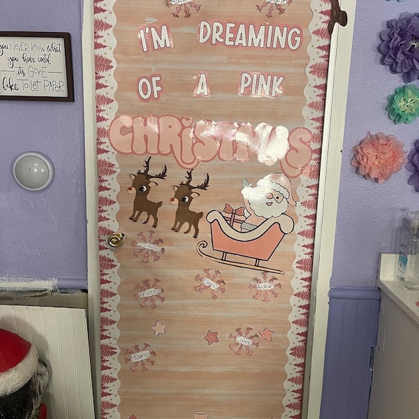 Christmas Bulletin Board Kit, Classroom Decor, Pink Christmas, Disco ...