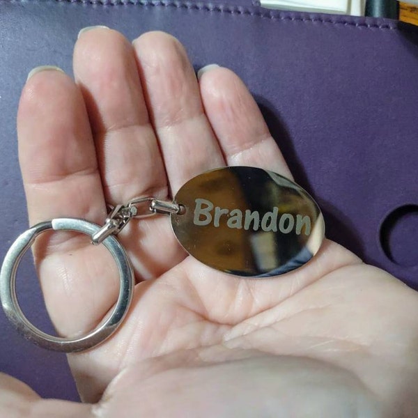 Personalized Stainless Steel Key Ring Charm, Laser Engraved, Choose ...