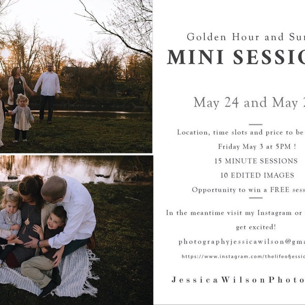 Summer Family Mini Session Template for Photographers, Beach Mini ...