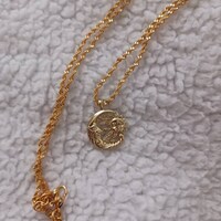 Sun and Moon Vintage Style Celestial Yin Yang Celestial Zodiac Mystic Charm Dainty 18k Gold ...