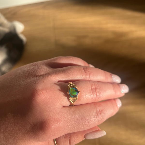 14K Gold Mood Ring, Dainty Ring for Women, Feeling Stone Ring, Colorful ...