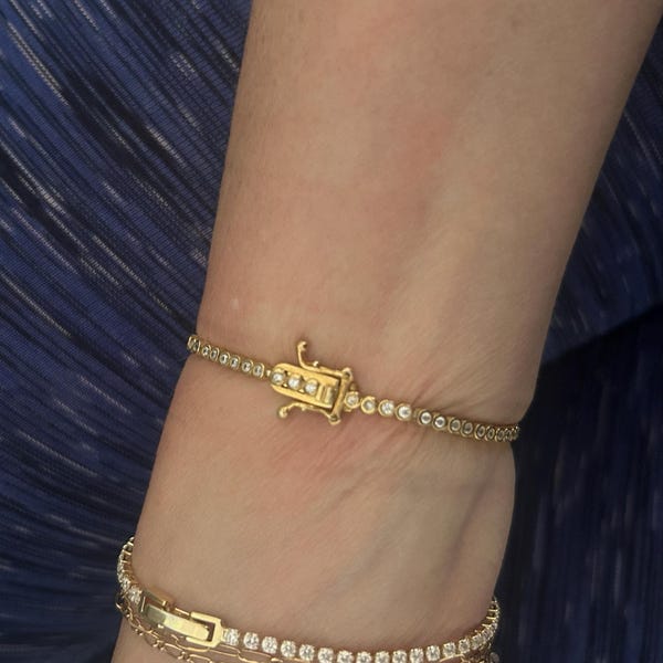 Pavé Letter Bracelet, Custom Letter Initial Bracelet, Christmas Gift ...