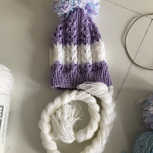 Digital PDF Knit Pattern: Easy Knit Fern Stitch Hat in the Round ...