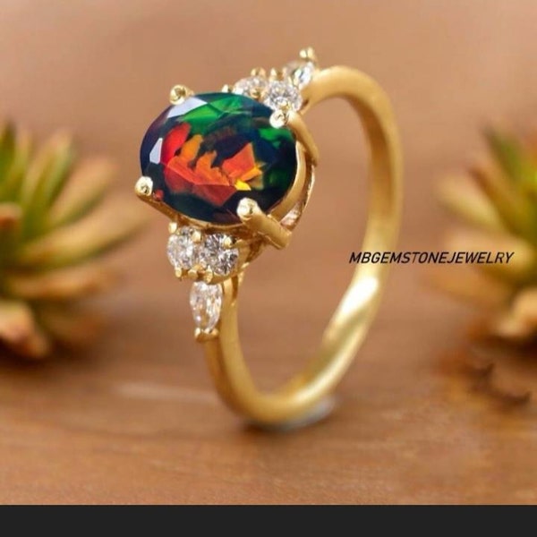 AAA+++ Ethiopian Opal Ring , Lavender Fire Ethiopian Opal Ring, Opal Gemstone, Opal Jewelry ...