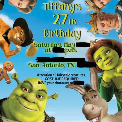 Editable Shrek Night Swamp Printable Birthday Party Invitation Digital ...