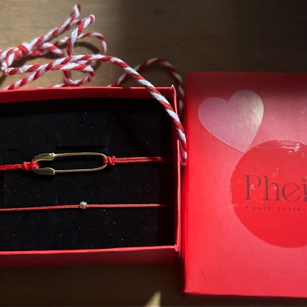 925 Safety Pin, Red String Bracelet, Paper Clip Bracelet, Minimal Gold ...
