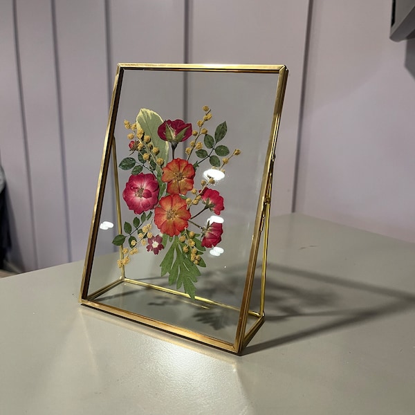 Pressed Flower Frame, Botanical Art Frame, Pressed Rose Flowers Art ...