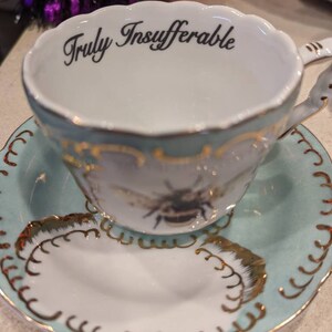 Gorgeous Black and Gold Tea Set, Bat, Cat, Crow and Moth Design ...