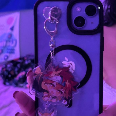 Cute Knitted Pink and Red Cherry Keychain, Cherry Flower Heart Phone ...