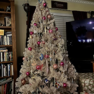 ONE Authentic Real LEAD Silver Christmas Tree TINSEL Antique Vintage 18 ...