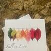 Fall Leaves Note Card, Autumn Watercolor Stationary Set, Colorful ...