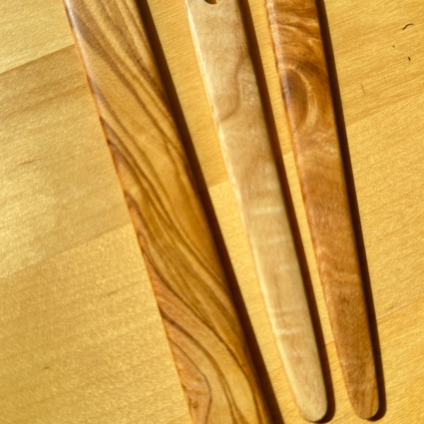 Olive Wood Weaving Needle 3 Sizes Flat Wooden Weaving Needle Big Eye ...