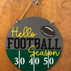 Hello Football Season Sign, Digital Download, Round Door Hanger Svg ...