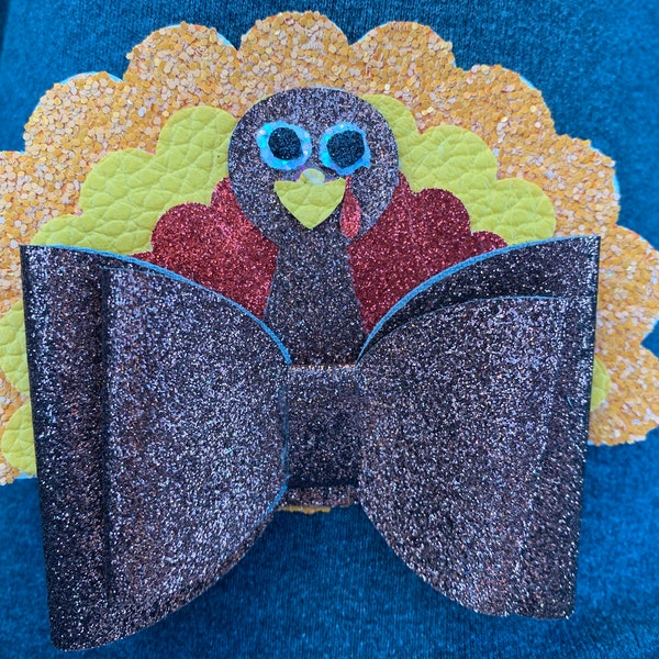 Thanksgiving Bow SVG, Turkey Hair Bow Template, Fall Hair Bow SVG, Faux ...