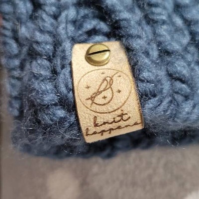 Custom Small Labels With Flat or Ball Rivet, Knitted Beanie Tags ...