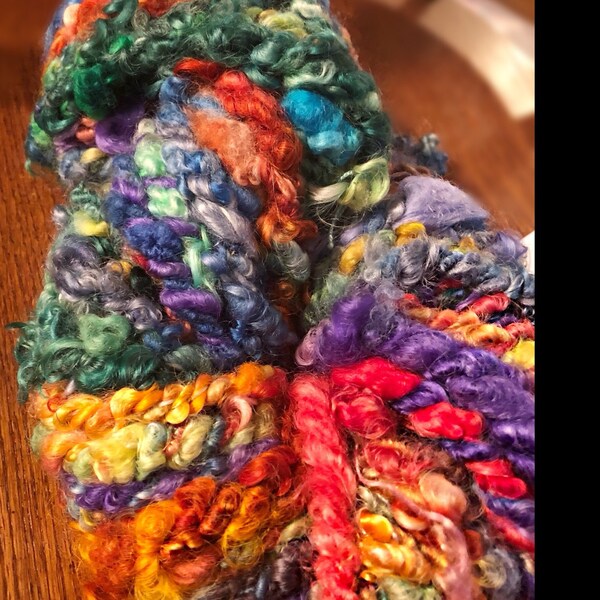 Art Yarn- Hand Spun Recycled Sari Silk- 20 Yards - Etsy