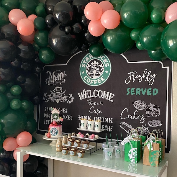 Custom Starbucks Chalkboard Banner: Cafe Theme Party Backdrop - Etsy