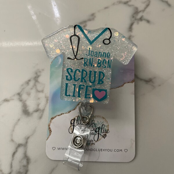 Scrub Life Badge Reel, Nurse Life, Interchangeable Retractable Custom ...