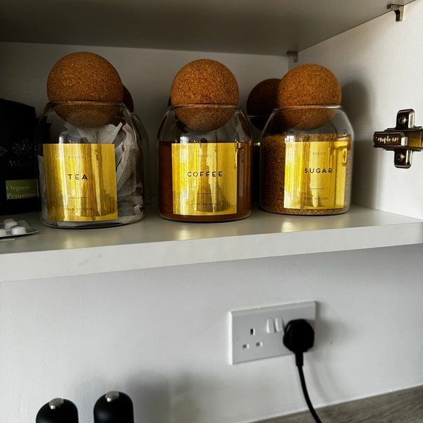 Personalised Gold Pantry Labels – Custom Waterproof Jar Stickers ...