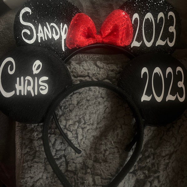 Personalized Minnie or Mickey Ears headband, Summit Bow, Cheer Bow, All ...