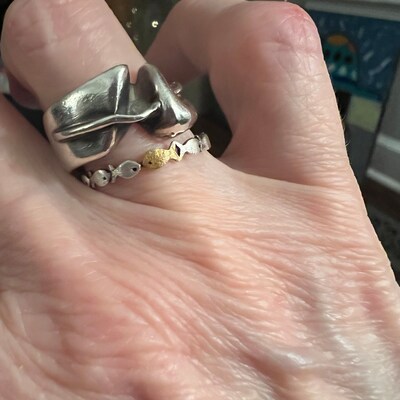 Swimming Against the Current. DAINTY Sterling Silver Ring. School of ...