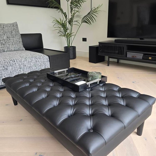 Large Bespoke Ottoman Footstool Coffee Table Chesterfield Style Deep ...