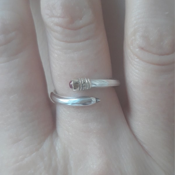 Handmade Pencil Ring: Recycled Silver, 9ct Gold & Ruby - Artist ...