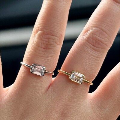 Baguette Ring, Rectangle Ring, Bezel Set Ring, Bezel Set Engagement ...