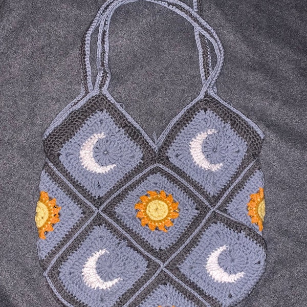 Sun and Moon Tote Bag Crochet PDF PATTERN Intermediate english - Etsy