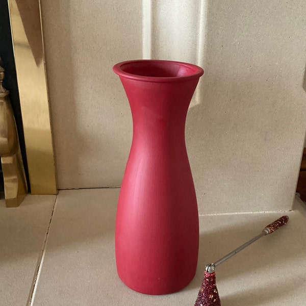 Burgundy Red Matt Textured Vase Tall Vase 25cm, Valentine Decor ...