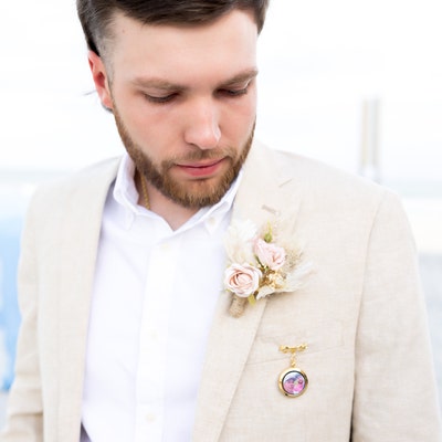 Groom Gift Wedding Lapel Pin Custom Photo Lapel Pin Boutonniere Photo ...
