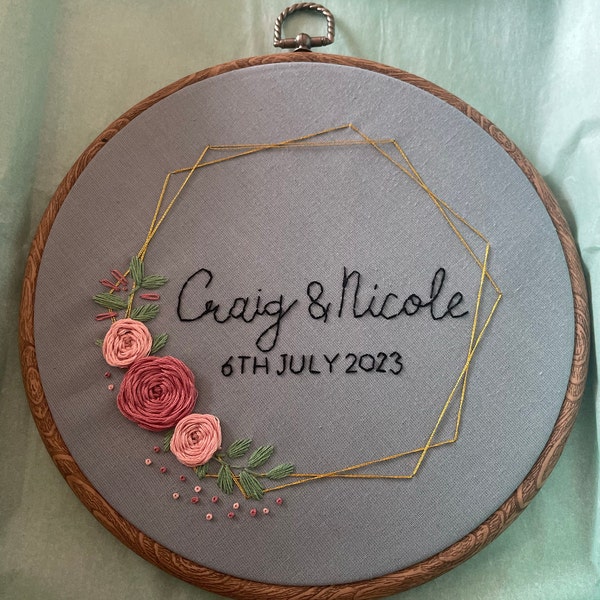Custom Wedding Anniversary Embroidery Hoop Cotton Anniversary Gift ...