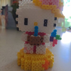 Set of 6 3D Perler Bead Pattern Tutorial Kitty & Friends Kawaii Bunny ...